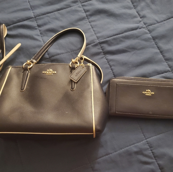 Coach | Bags | Coach Zip Wallet And Purse Navy Blue | Poshmark